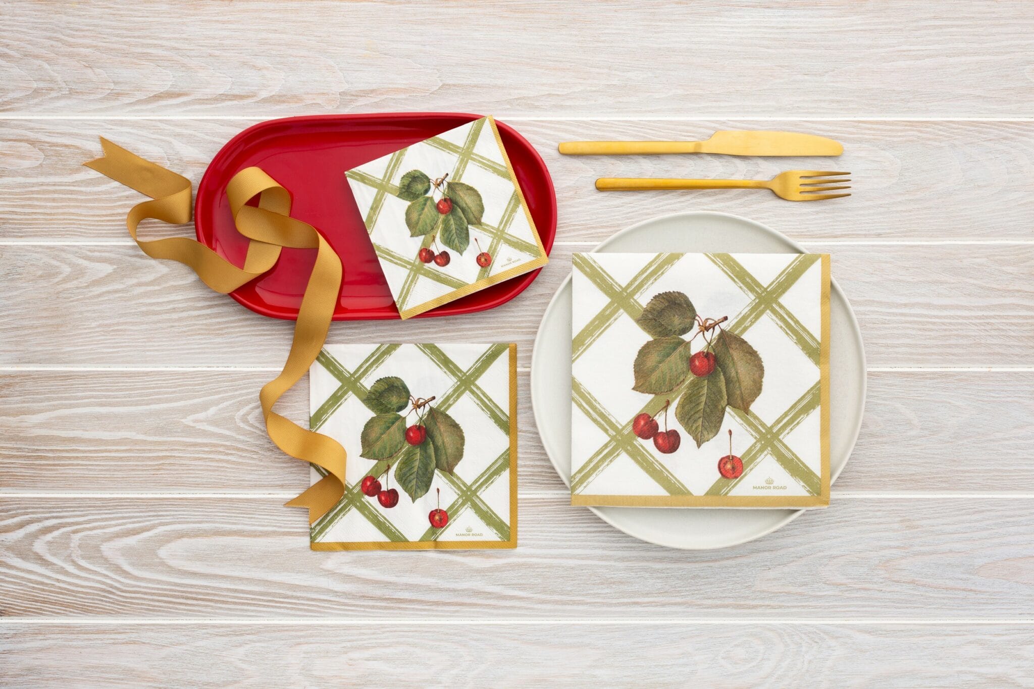Cherry Canvas Napkins - Cocktail – Manor Road
