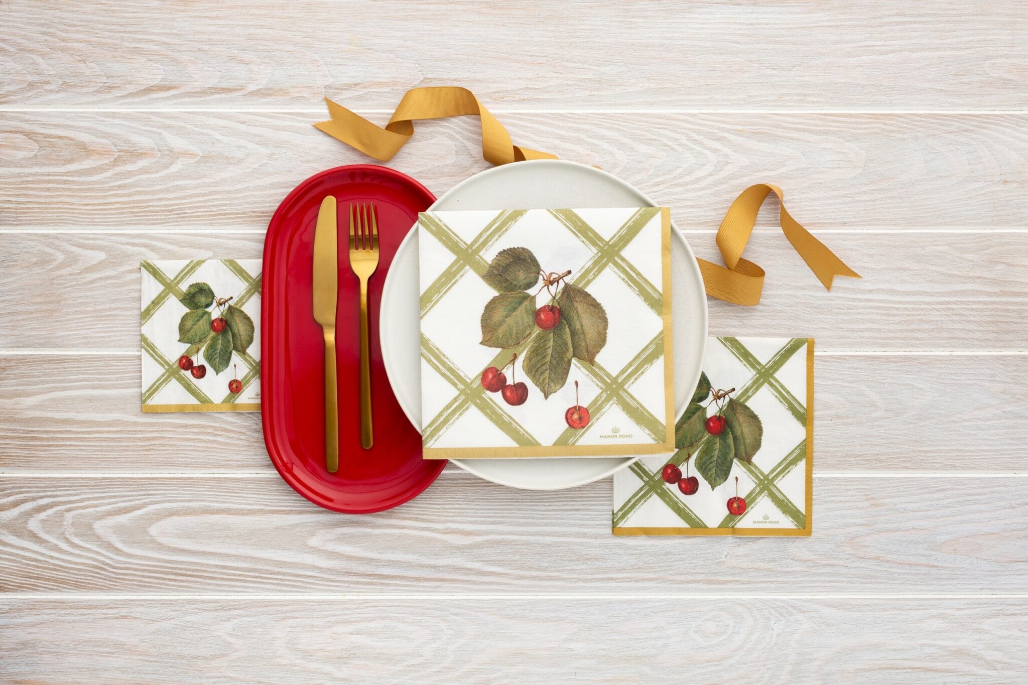 Cherry Canvas Napkins - Cocktail – Manor Road