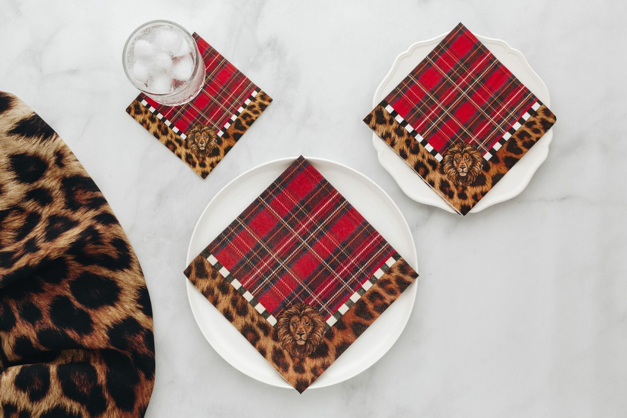 Leopard & Tartan Napkins - Luncheon – Manor Road