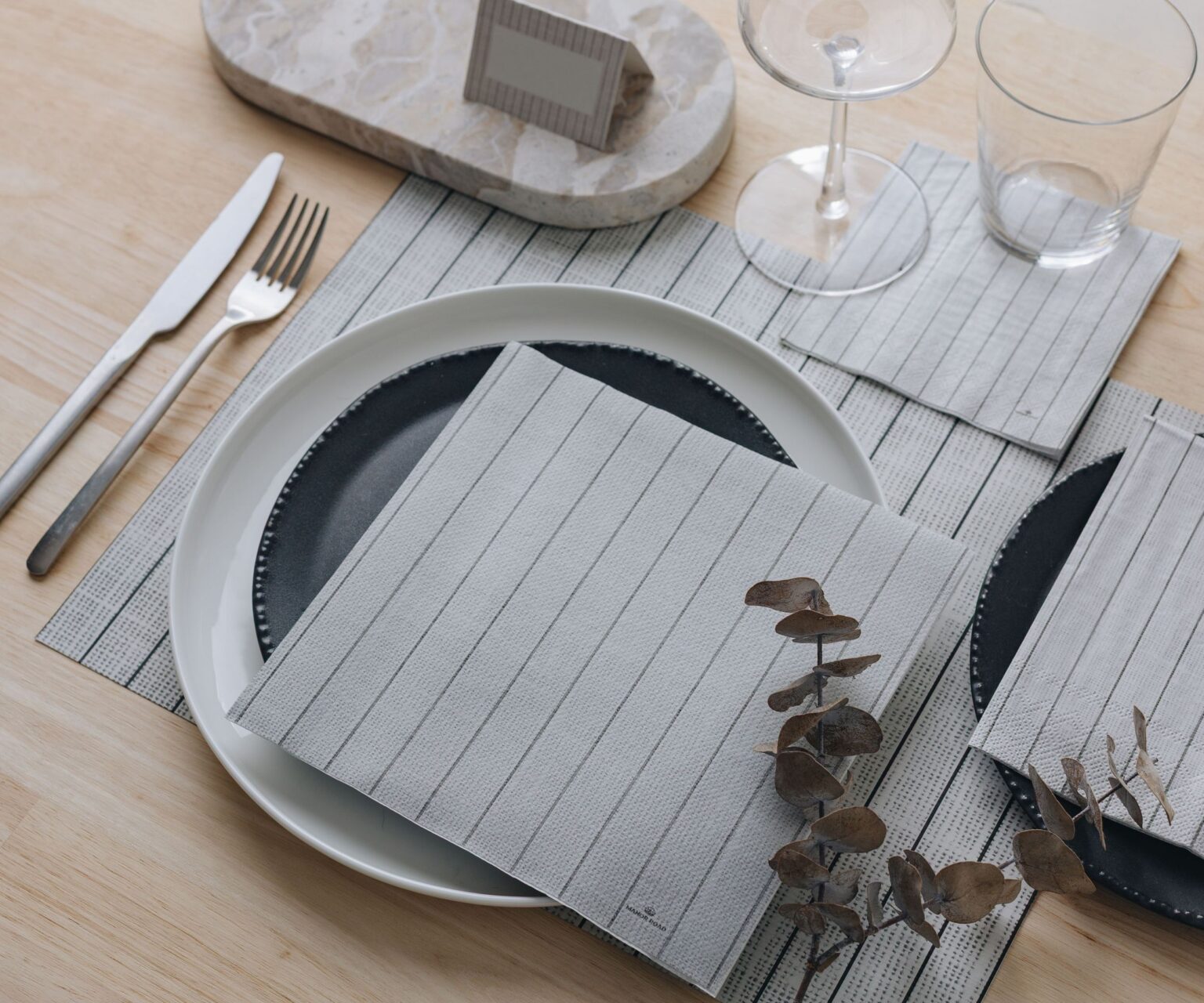 Linen (Pinstripe) Napkins - Luncheon – Manor Road