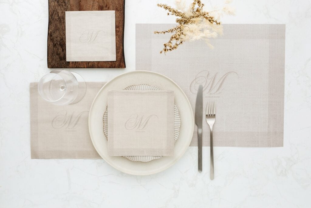 Linen (Monogram Beige) Paper Placemat Pad – Manor Road