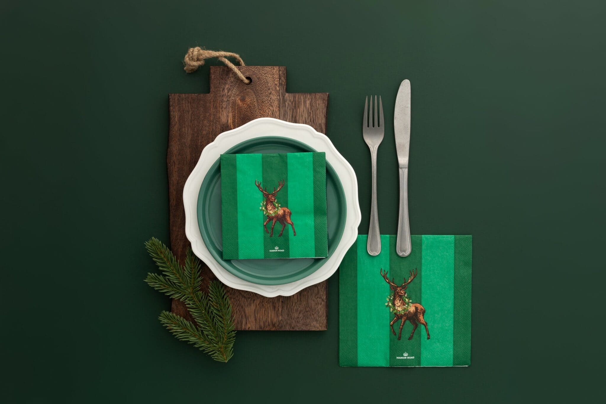 Mr Stag (Green) Napkins - Cocktail – Manor Road